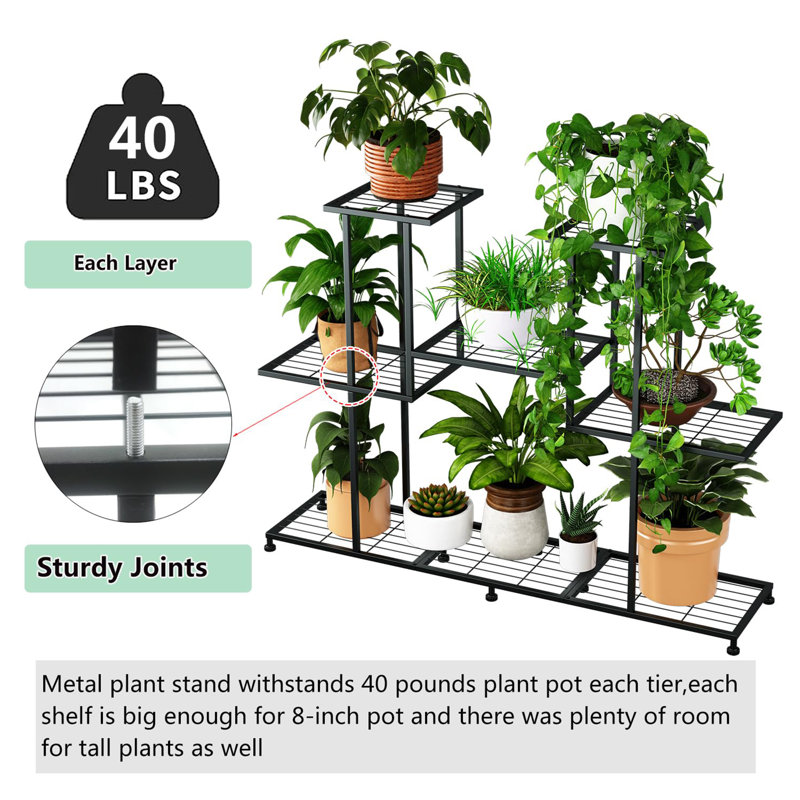 Latitude Run® 5-tier multifunctional metal plant stand (4 tiers 12 pots ...
