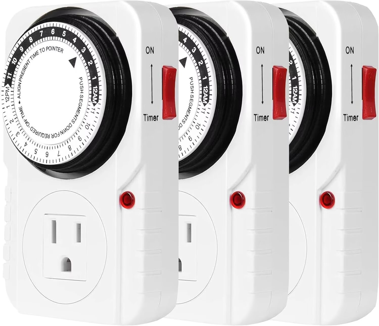 iPower 24 Hour Plug-in Timer, Mechanical Timer for Electrical Outlets ...