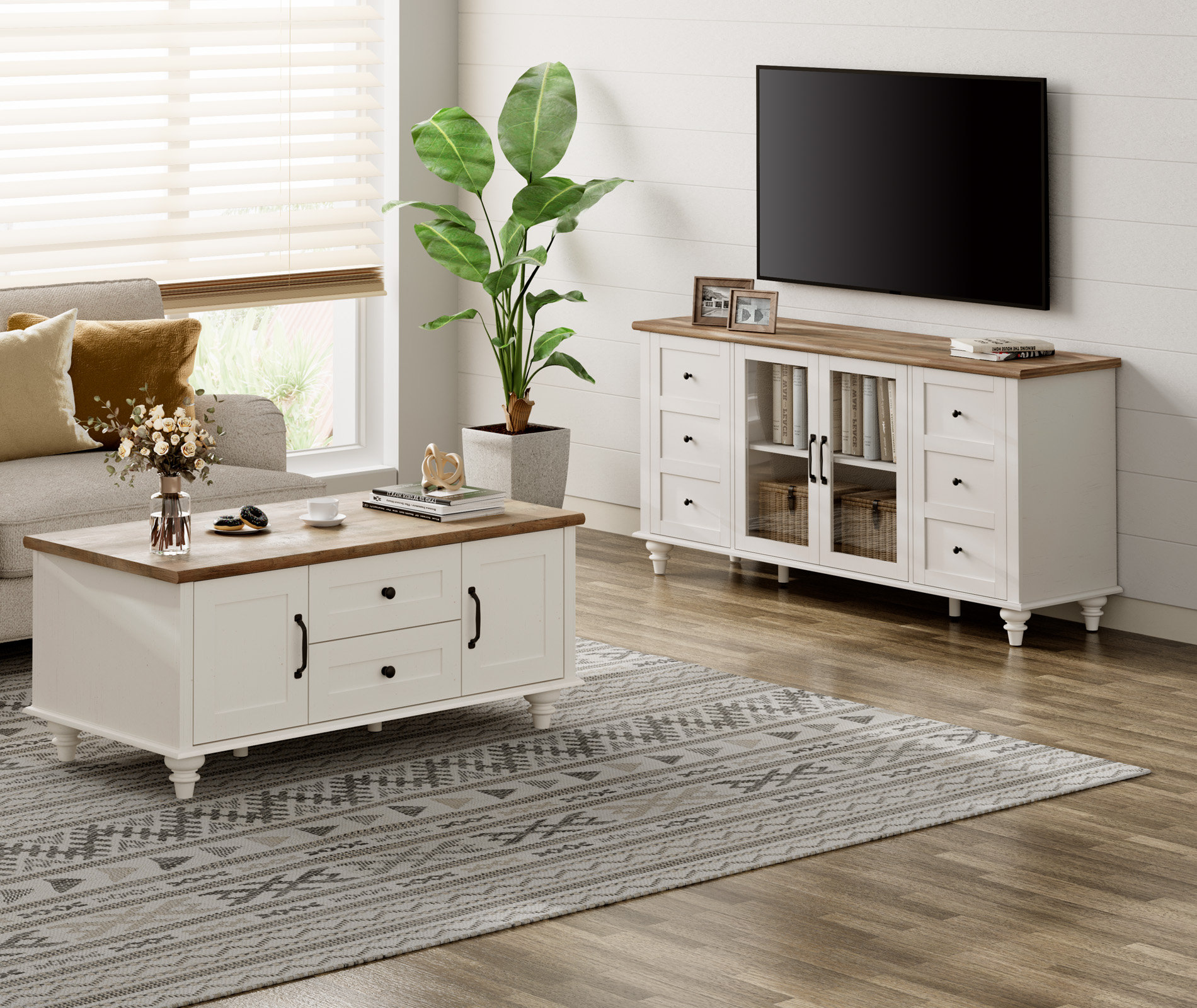 Darby Home Co TV Stand And Coffee Table Set, White - Wayfair Canada