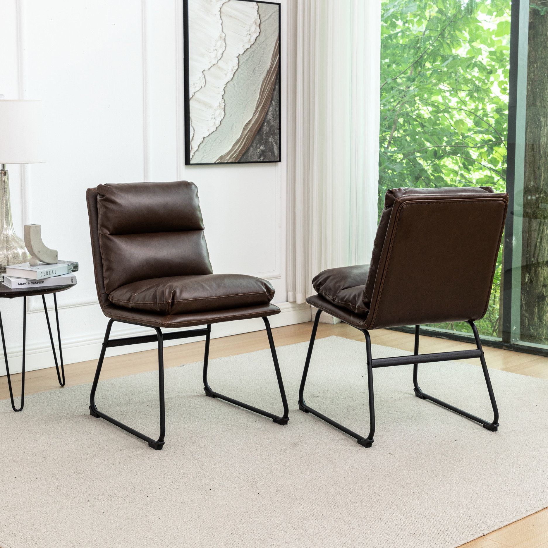 17 Stories Antique Brown Dining Chairs, Of 2. Sled Base Ensures Steady ...