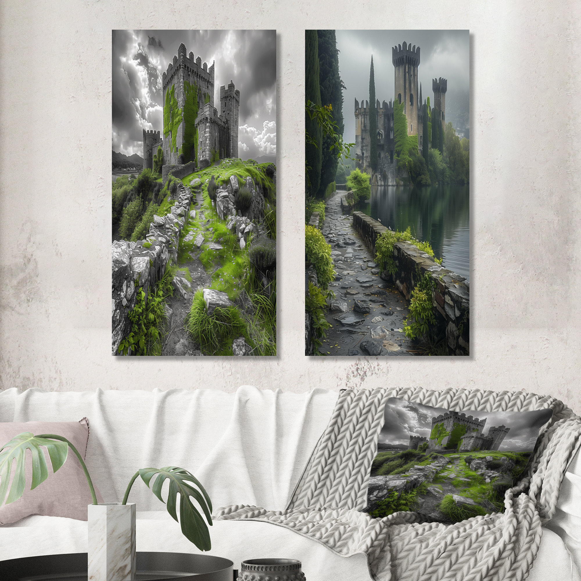 Millwood Pines Grey Green Summer British Castle Storm I - Castles Wall ...
