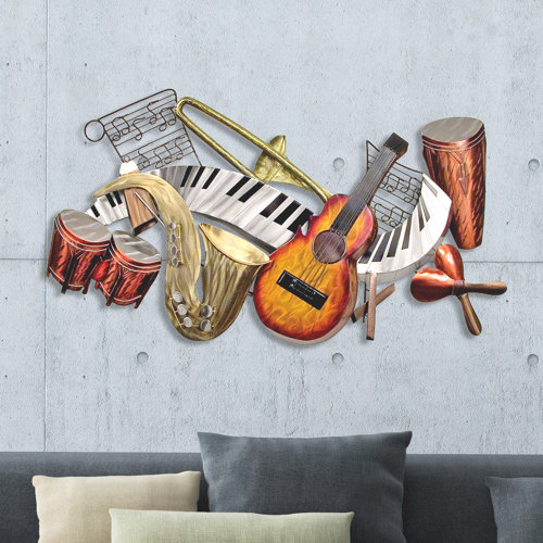 Red Barrel Studio® Handmade Traditional Music Wall Decor on Metal ...