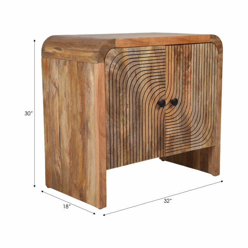 Wade Logan® Carved Front Waterfall Edge Cabinet, Chic Home Cabinets ...