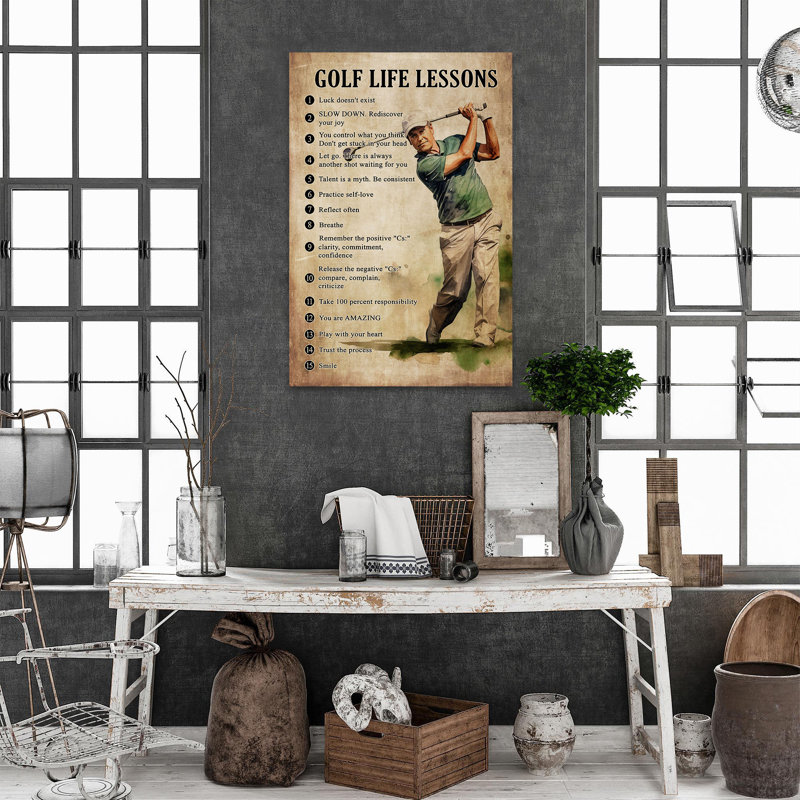 Trinx Golf Life Lessons Gallery Wrapped Canvas - Sports Illustration ...