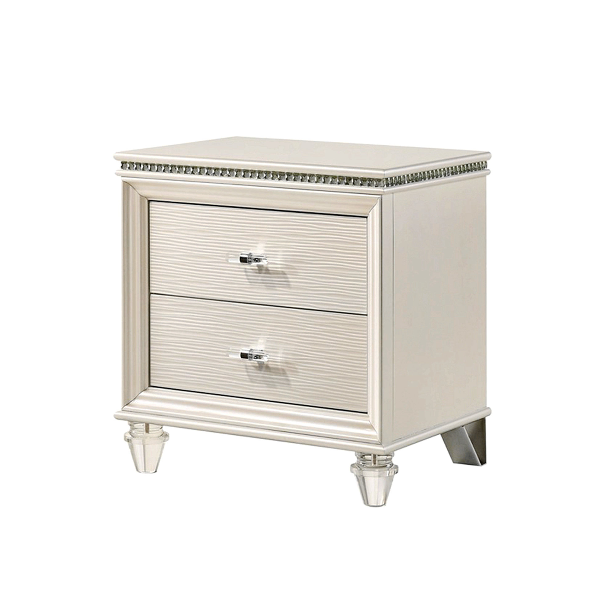 Rosdorf Park 2 Drawers Nightstand With Acrylic Legs, Pearl White | Wayfair