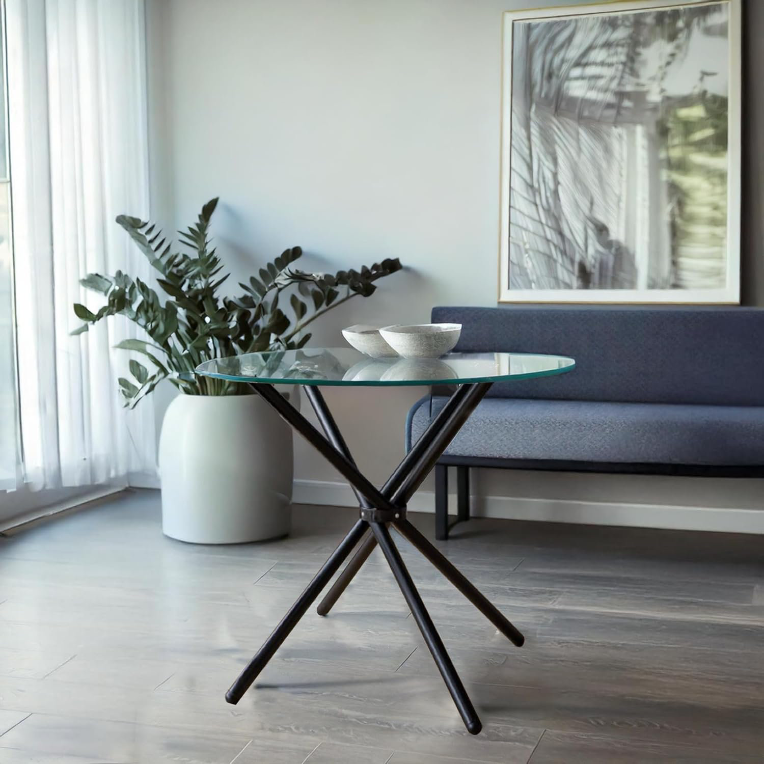 Wrought Studio™ Flat Round Hydra Breakfast Table, Clear 1/2" Thick ...