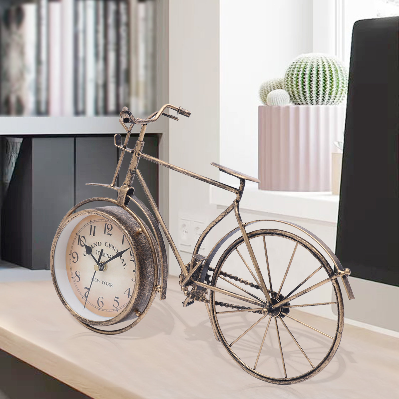 Williston Forge Retro Bicycle Shape Clock Creative Desk Clock Home ...