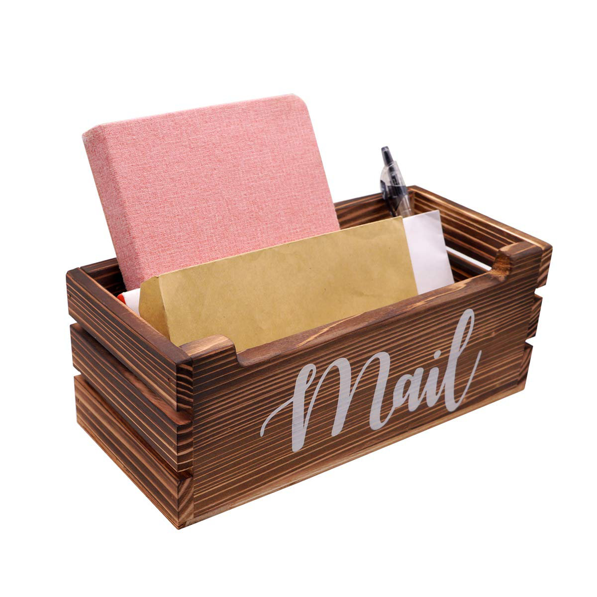 Ophelia & Co. Rustic Mail Organizer Countertop Wooden Mail Holder ...
