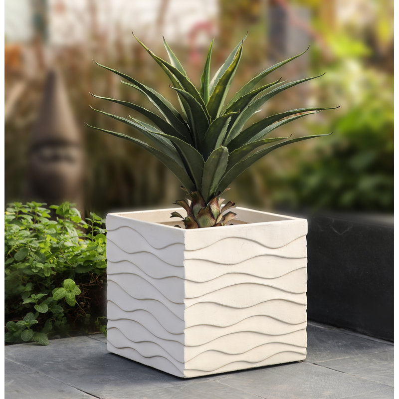 Ivy Bronx Handmade White Wavy Pot Planter Box "& Reviews" | Wayfair