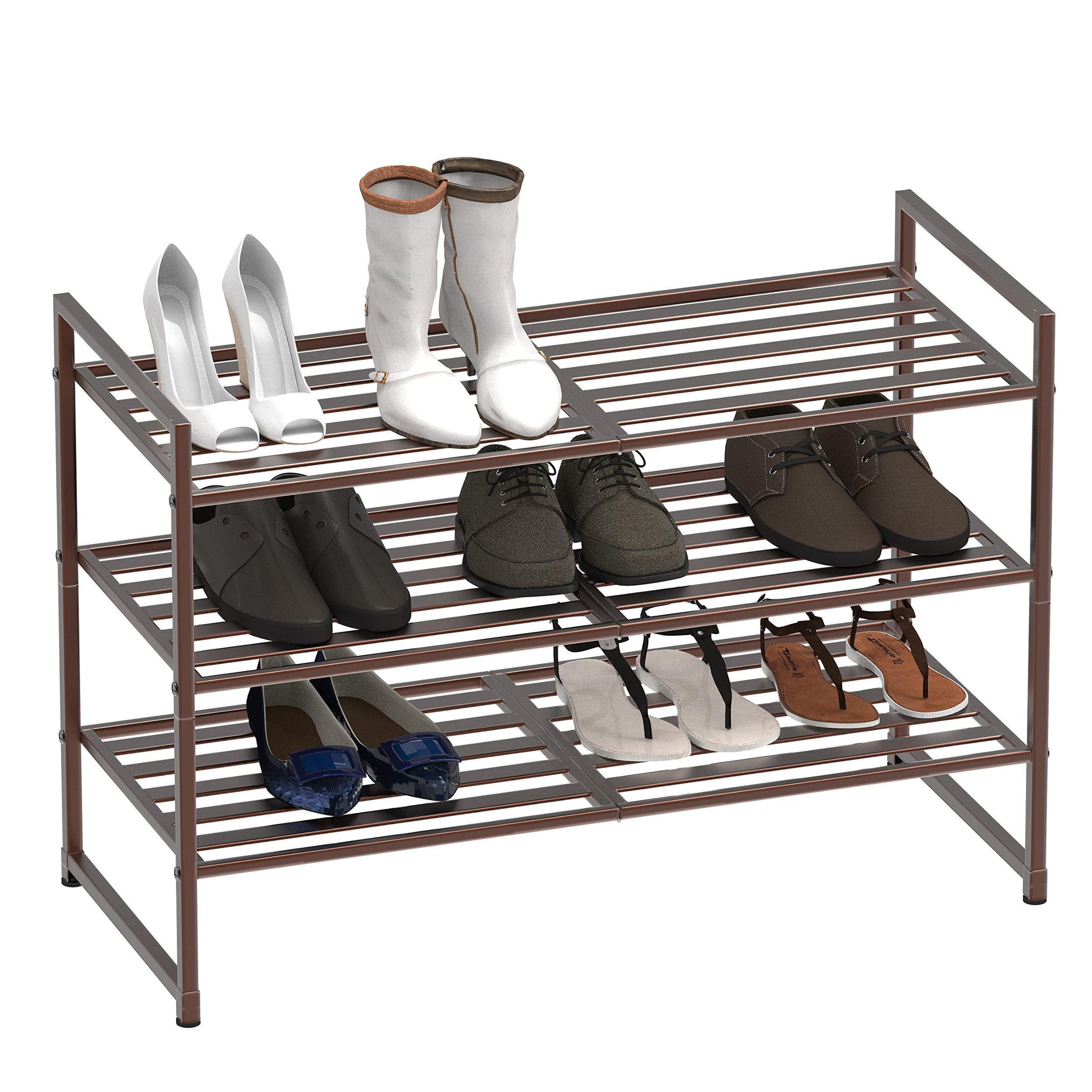 Rebrilliant 3-Tier Stackable Shoe Rack Organizer Shelf,Metal Panel ...