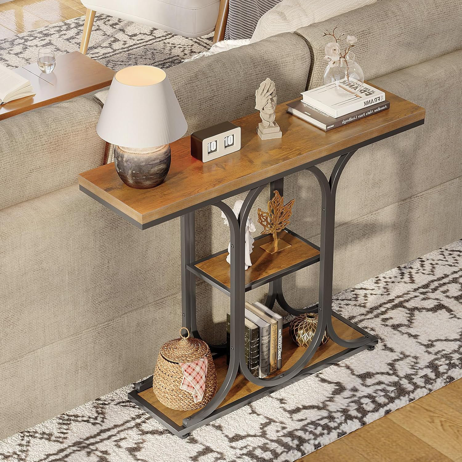 17 Stories Narrow Console Table For Entryway Industrial Sofa Table ...