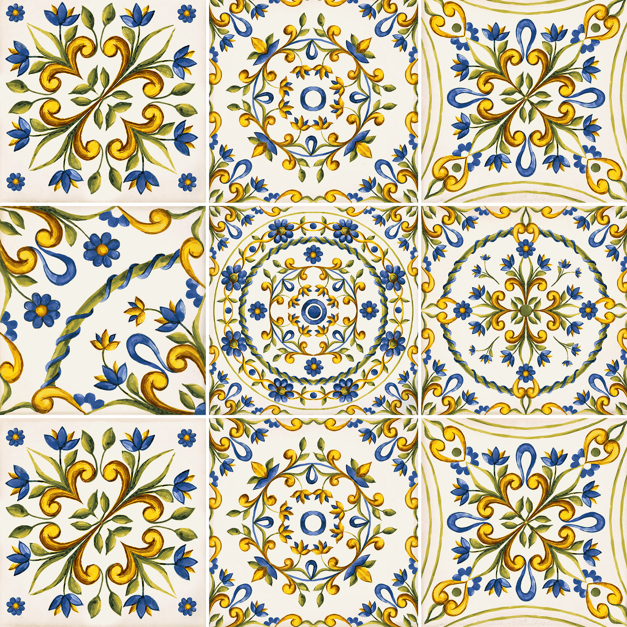 Encore Surfaces Vita Fiore Flower Mix 8" x 8" Encaustic Spanish Look ...