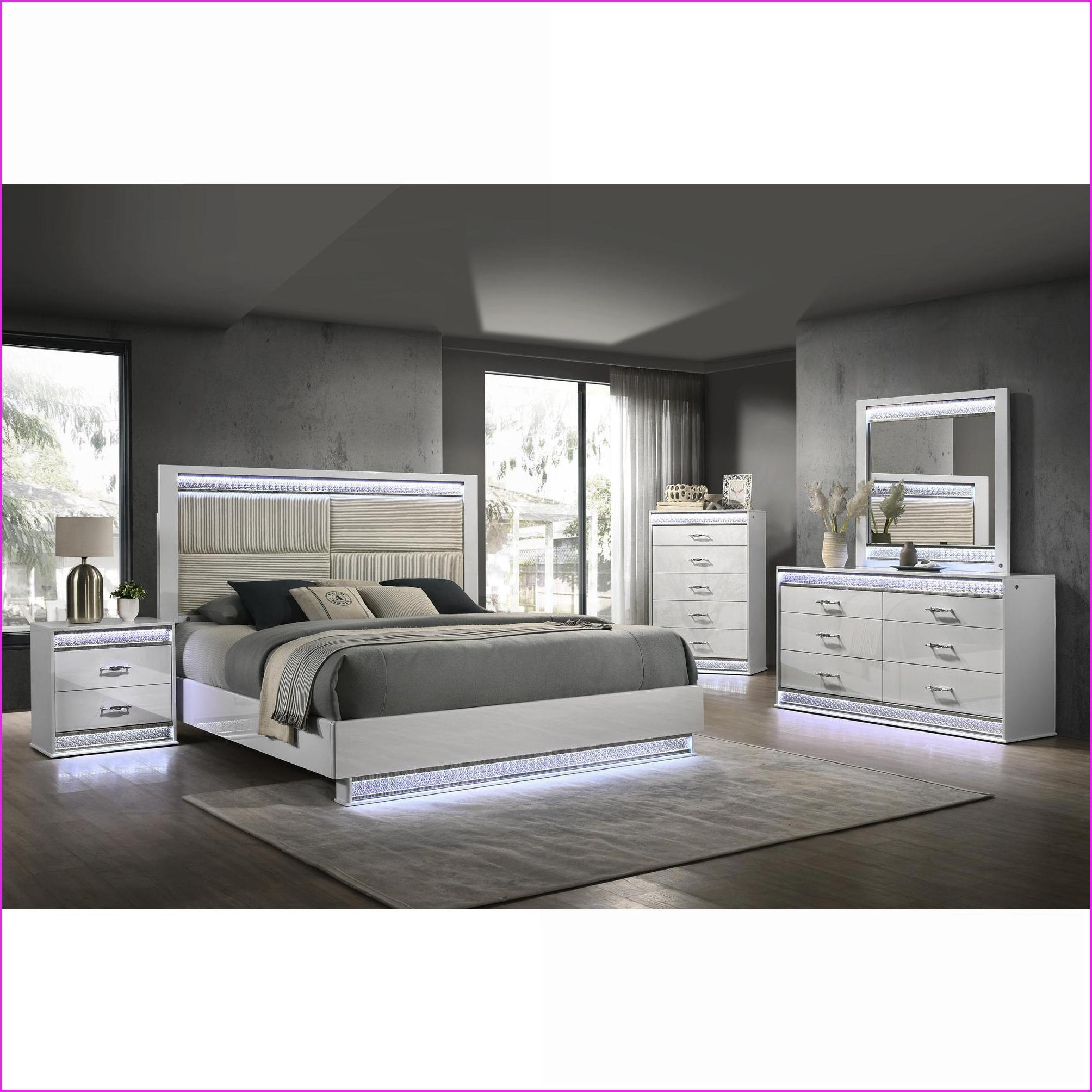 Red Barrel Studio® Bedroom Set, Queen 5-Piece Glam Modern with LED ...