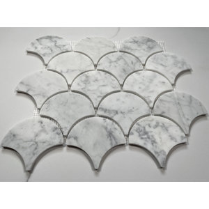 Marble Online 13" x 11" Marble Fish Scale Mosaic Wall & Floor Tile ...