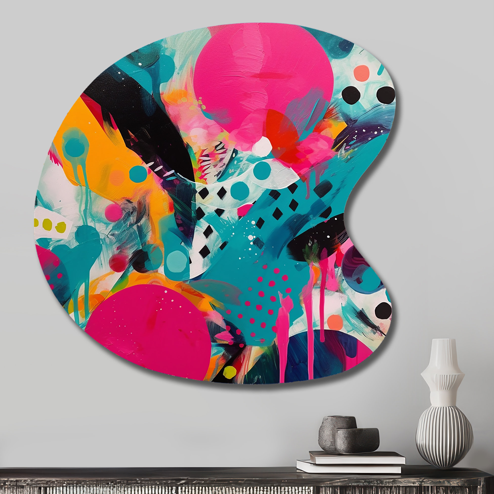 Design Art Pink And Turquoise Abstract Enigma I - Abstract Drop Shape ...
