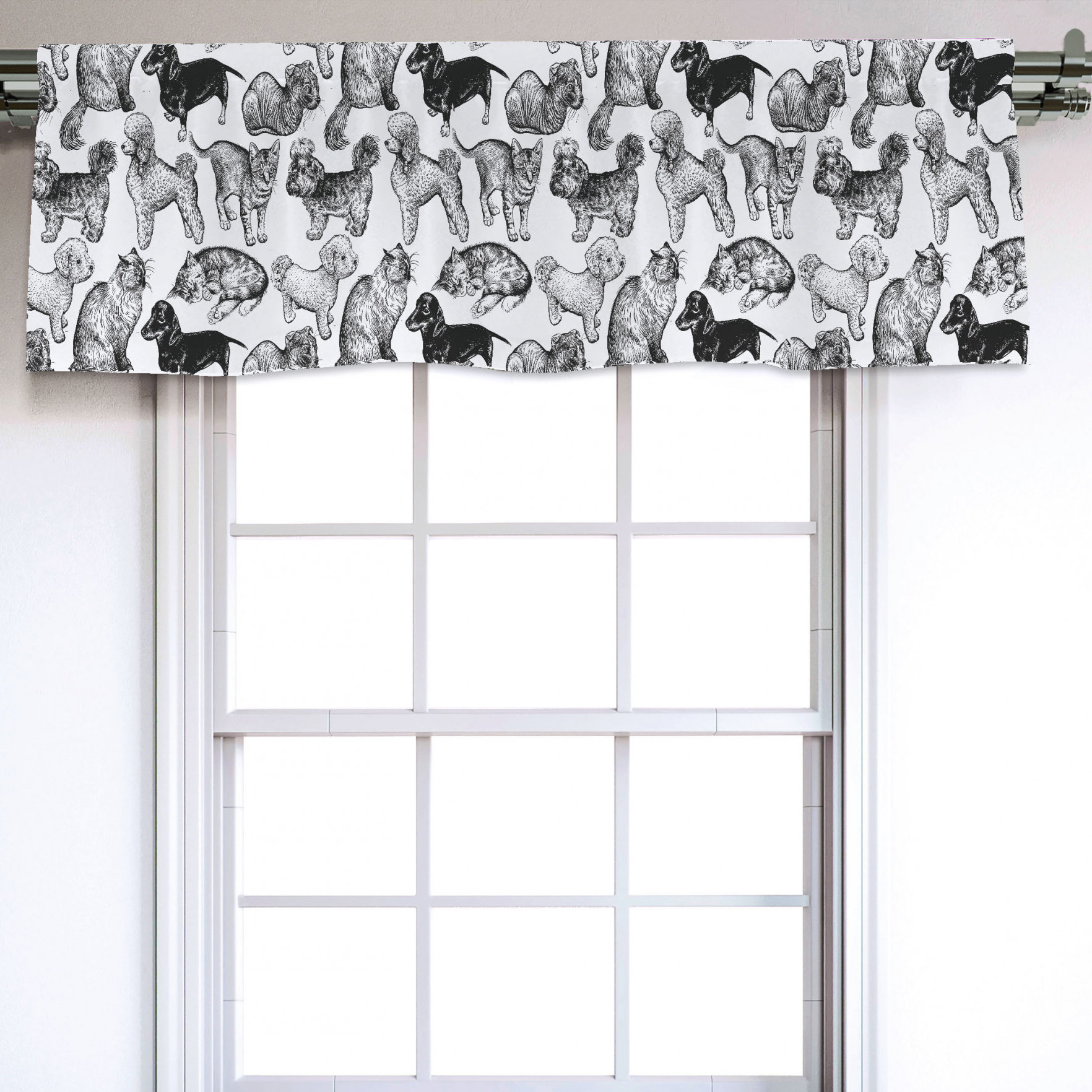 East Urban Home Dog and Cat 54" Window Valance | Wayfair