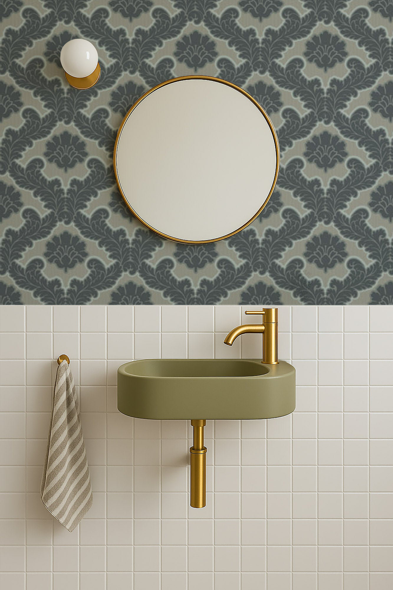 Mitchell Black Drawing Room Leaf - Pewter Blue Wallpaper | Perigold