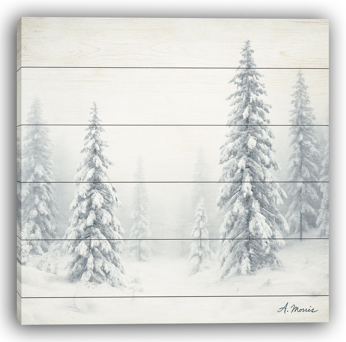 Millwood Pines Winter Whisper – Snowy Forest on Wood Panel Canvas Wall ...