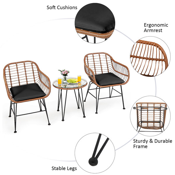 Corrigan Studio® Brookley 2 - Person Round Outdoor Dining Set with ...