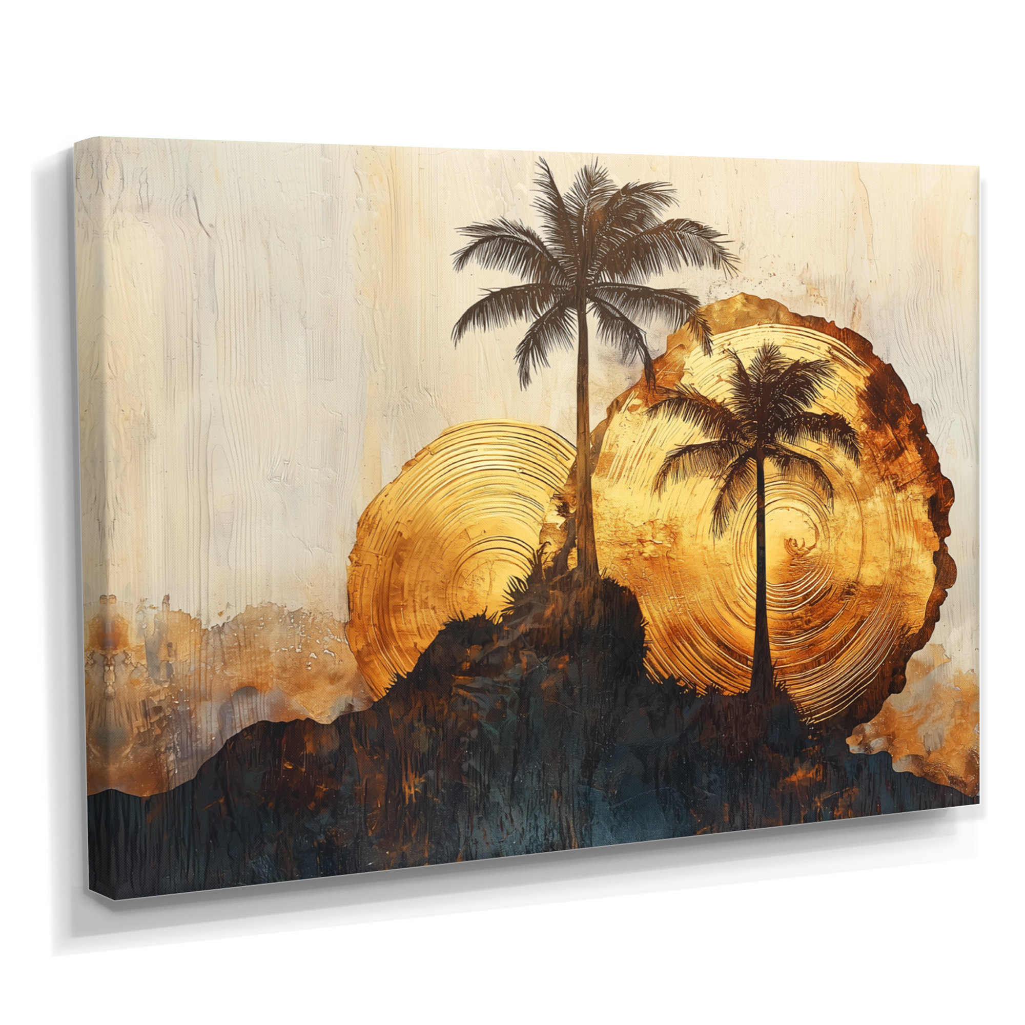 Bay Isle Home™ Comari Copper Plams Tree On Wood Landscape II - Palms ...