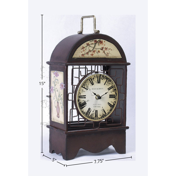 Bungalow Rose Analog Metal Quartz Tabletop Clock, Red | Wayfair