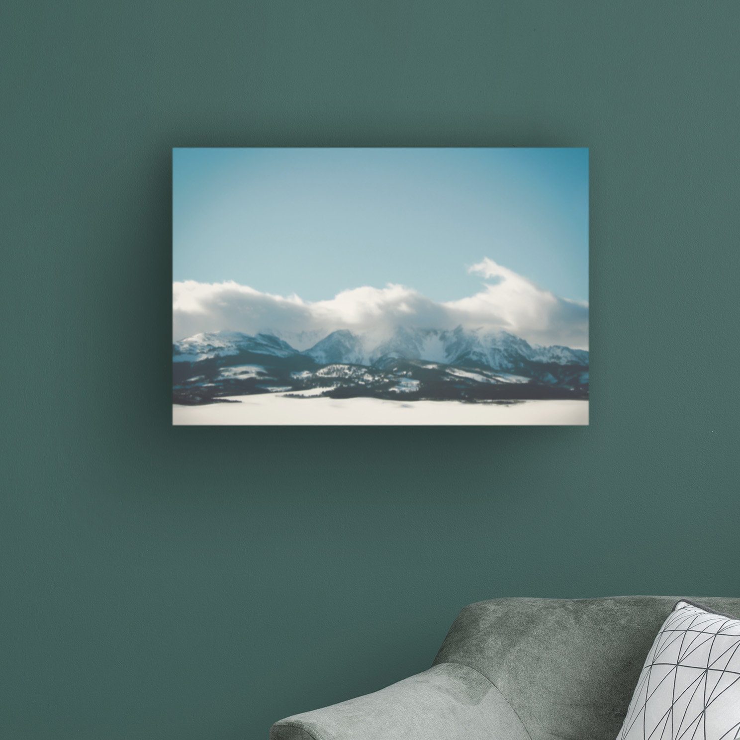 Union Rustic Bridger Mountain Cloud Cover by Annie Bailey Art - Wrapped ...