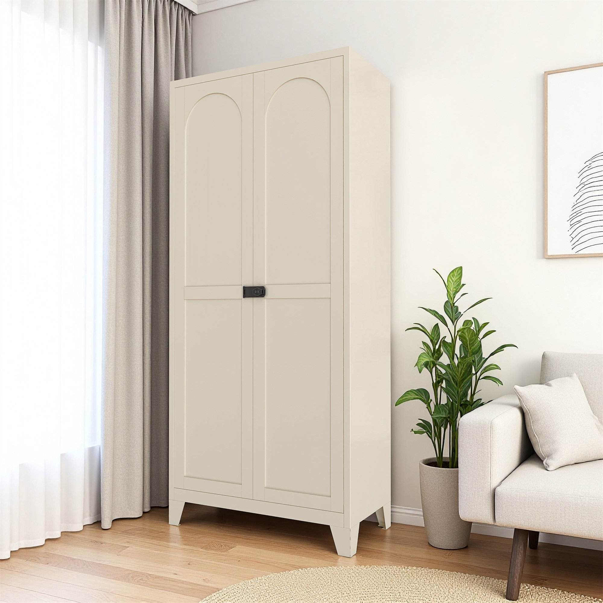 17 Stories 71'' 2 Shapely Door Cabinet With Lock | Wayfair