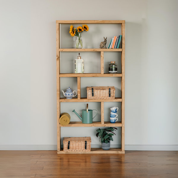 Union Rustic Eolus 220cm H x 112cm W Solid Wood Geometric Bookcase ...