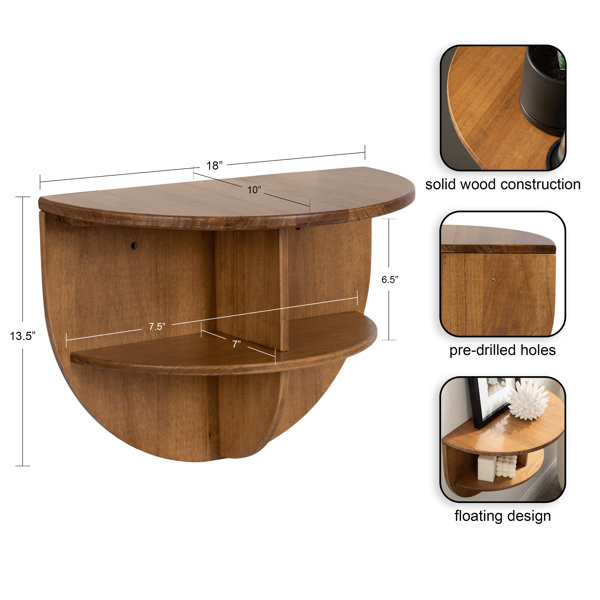 Millwood Pines Balmuth Half-Circle Wooden Floating Side Table | Wayfair