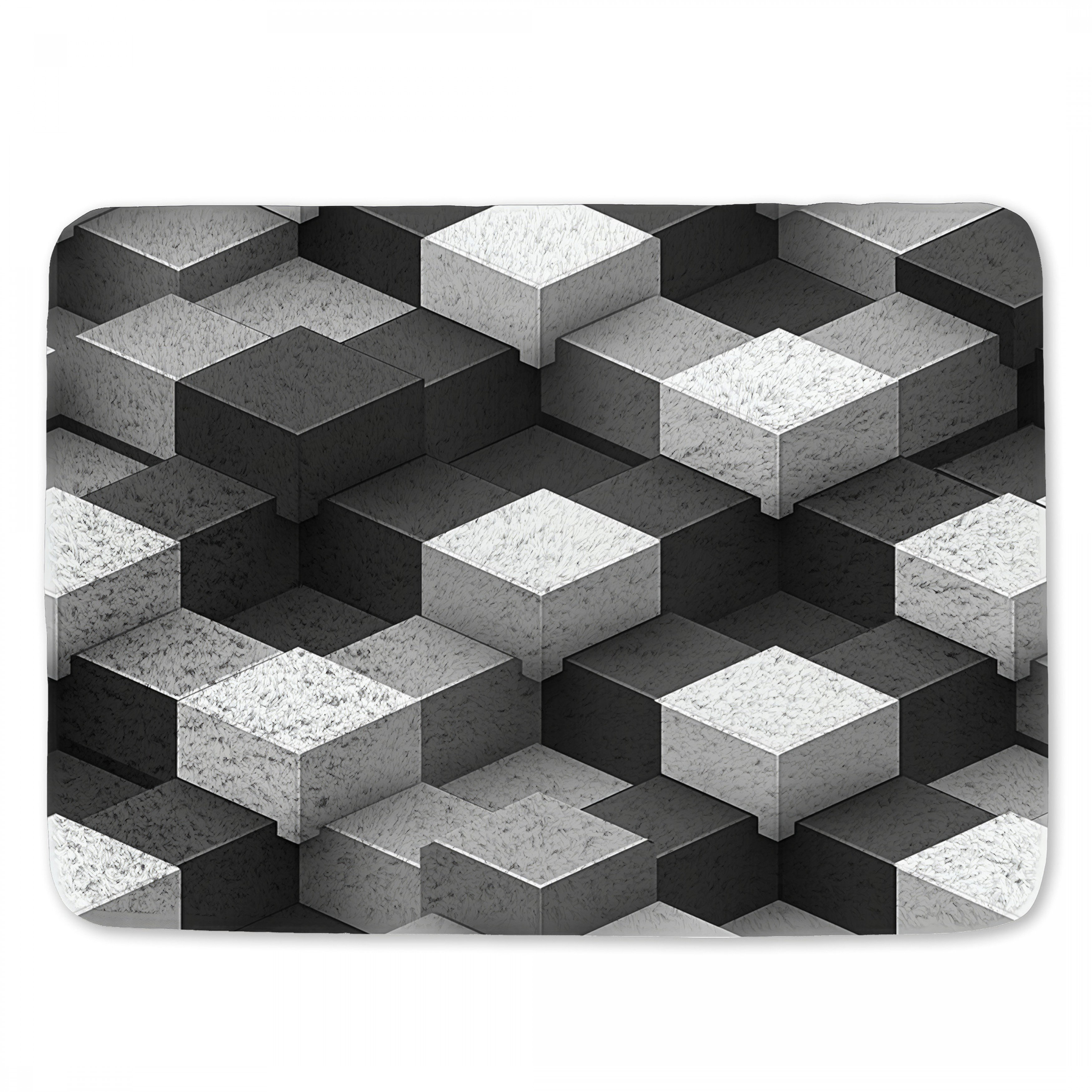 Latitude Run® Geometric Cubes Bath Mat Geometric Bathroom Decor ...