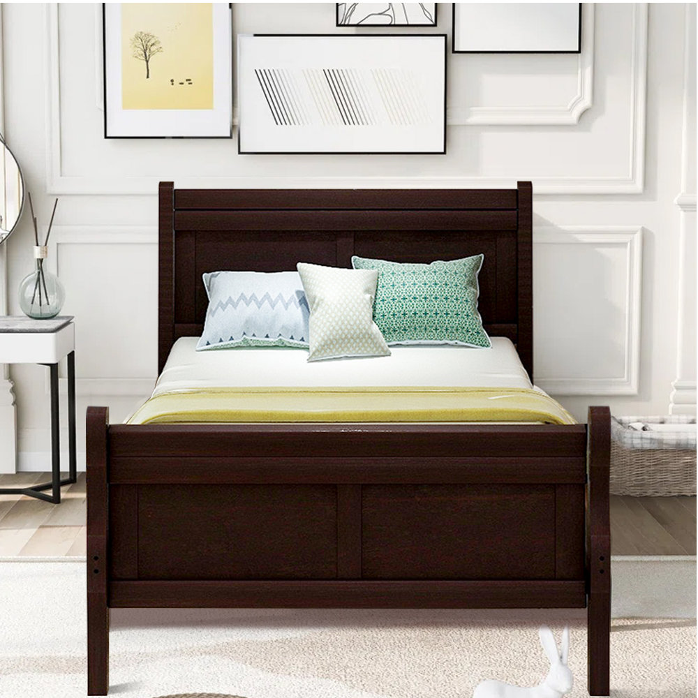 Winston Porter Hayna Vintage style bed frame with wooden slats suitable ...