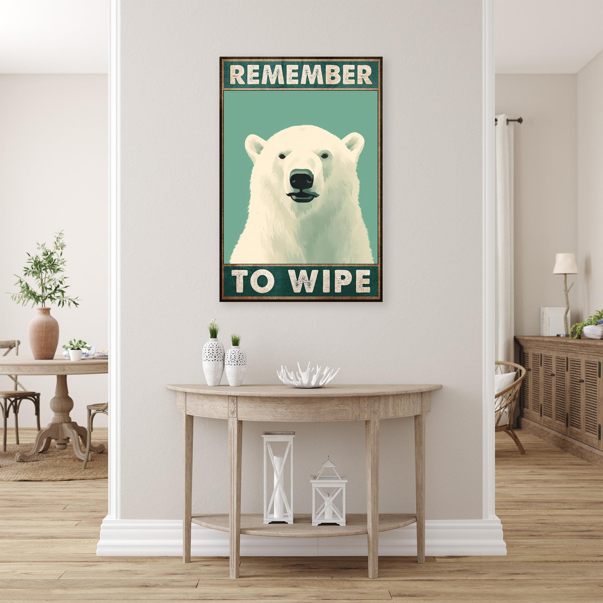 Trinx White Bear Remember To Wipe - 1 Piece Rectangle Graphic Art Print ...