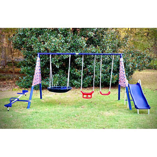XDP Recreation Freedom Fun Play Swing Set W/See Saw, Super Disc, Swings ...
