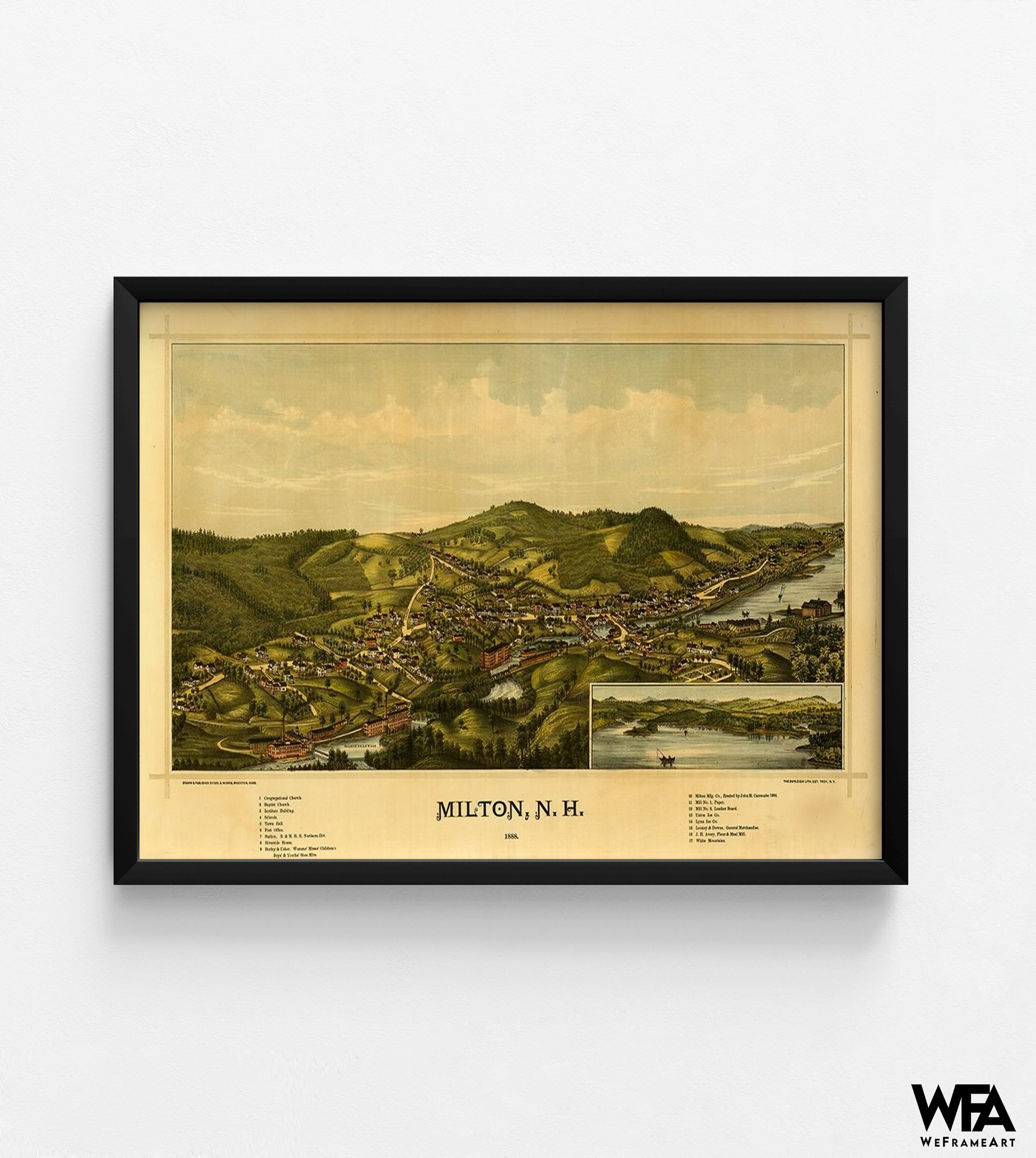 WeFrameArt Milton-New Hampshire 1888, New Hampshire History Print ...
