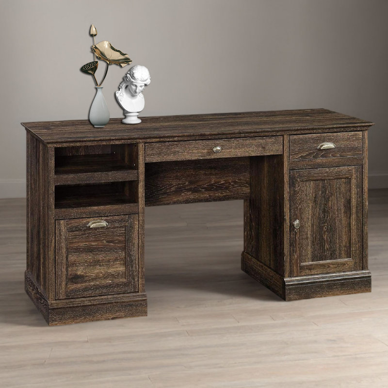 Loon Peak® Janiqua 59'' W Rectangle Executive Desk with and Cabinet ...