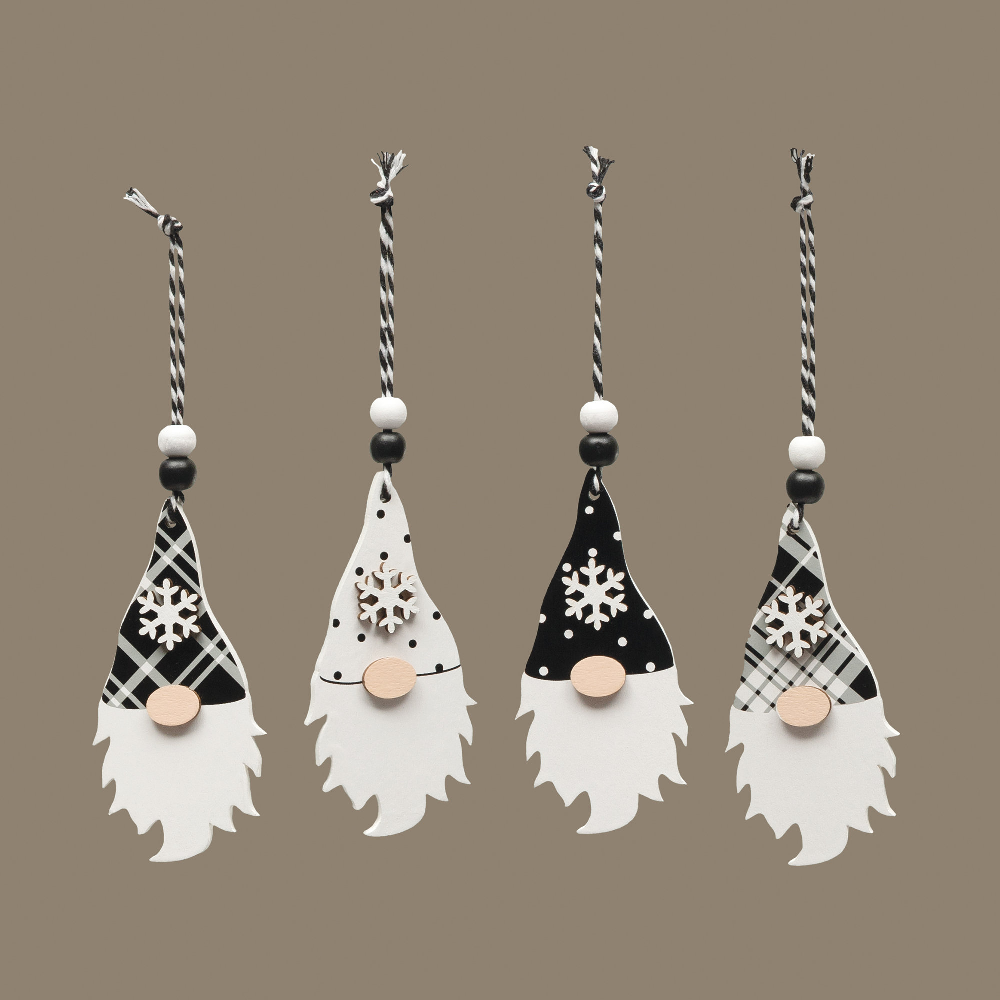 The Holiday Aisle® DANISH GNOME FACE WOOD ORNAMENT PINDOT/STRIPE/PLAID ...