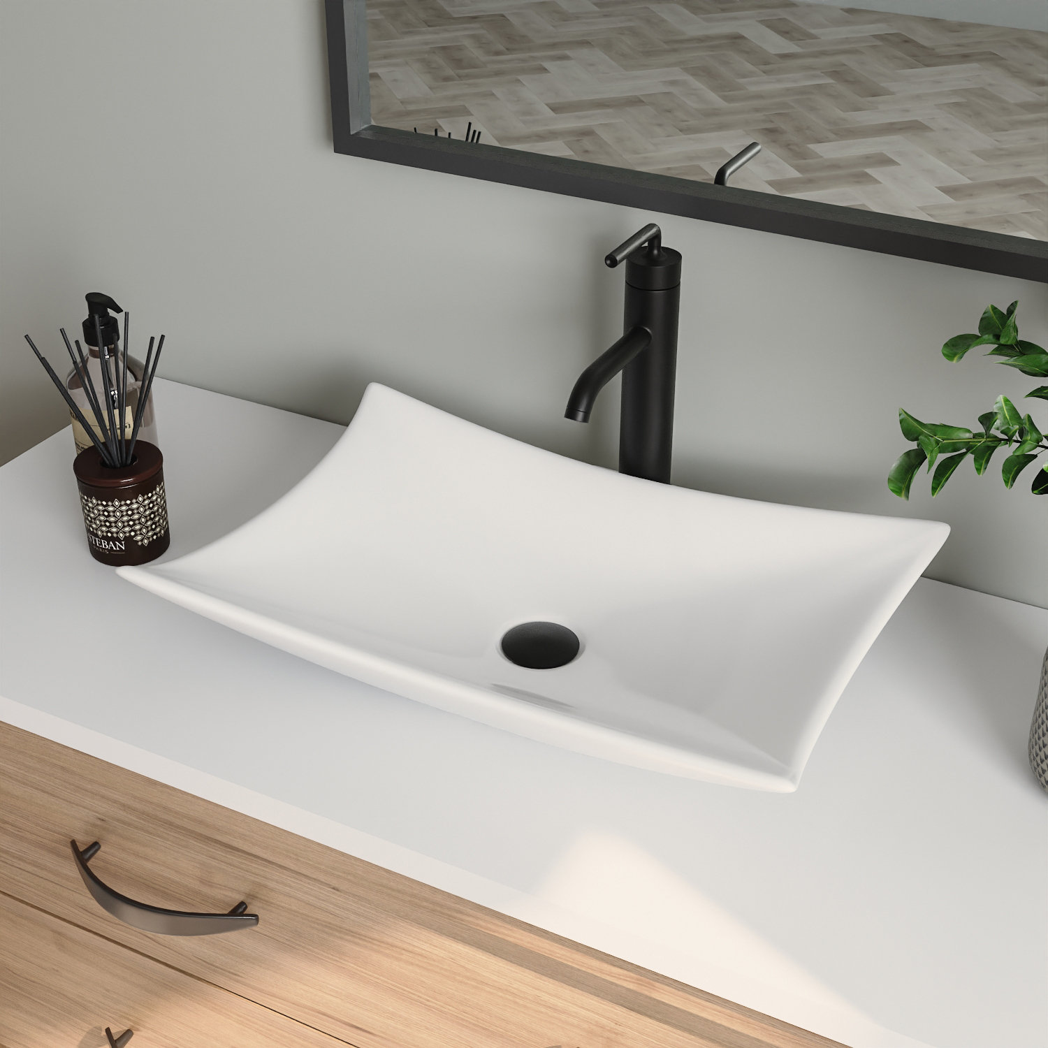 DeerValley Prism 22.6'' x 17'' White Rectangular Vitreous China Vessel ...