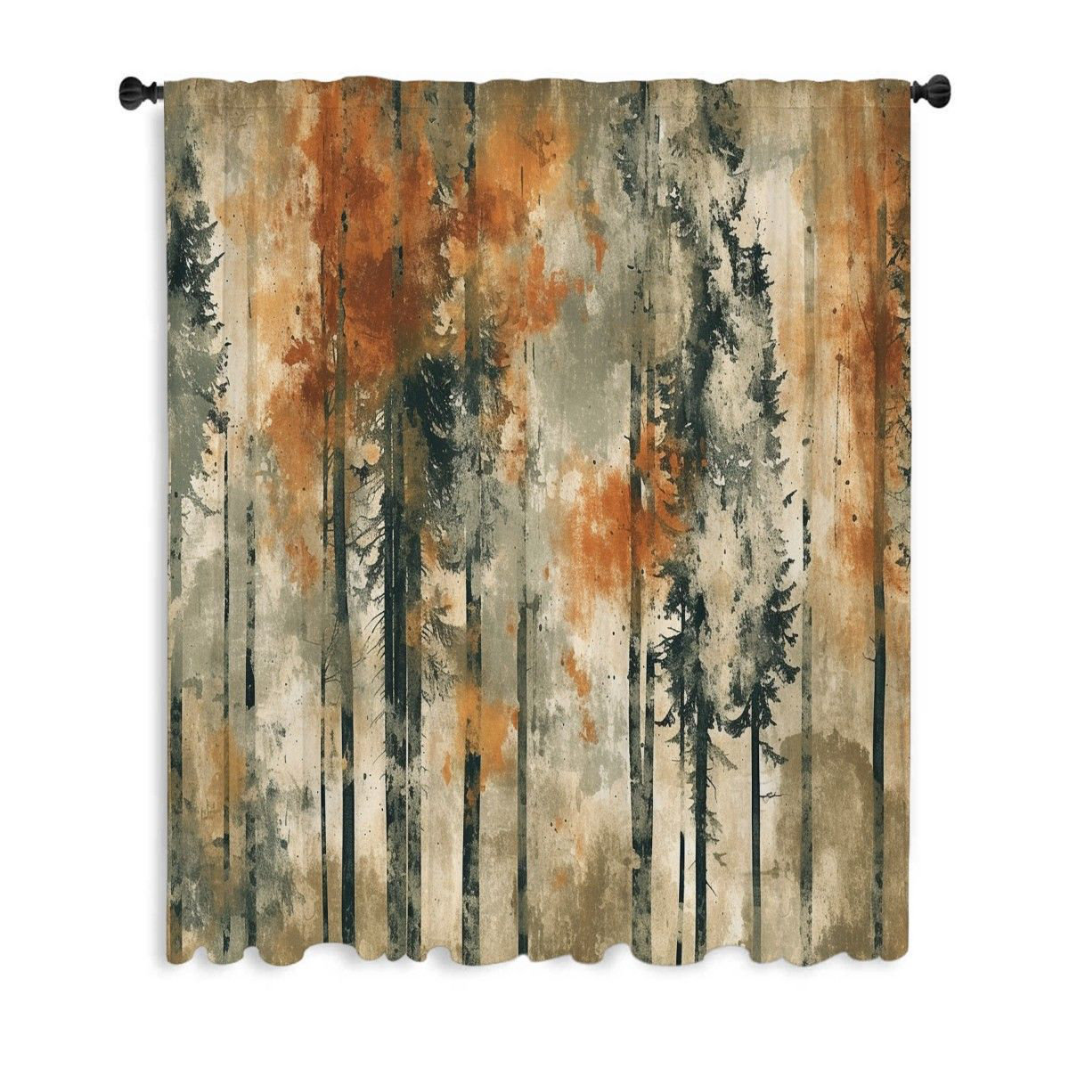 VisionDecor Forest Window Curtains, Landscape Blockout & Sheer Curtains ...