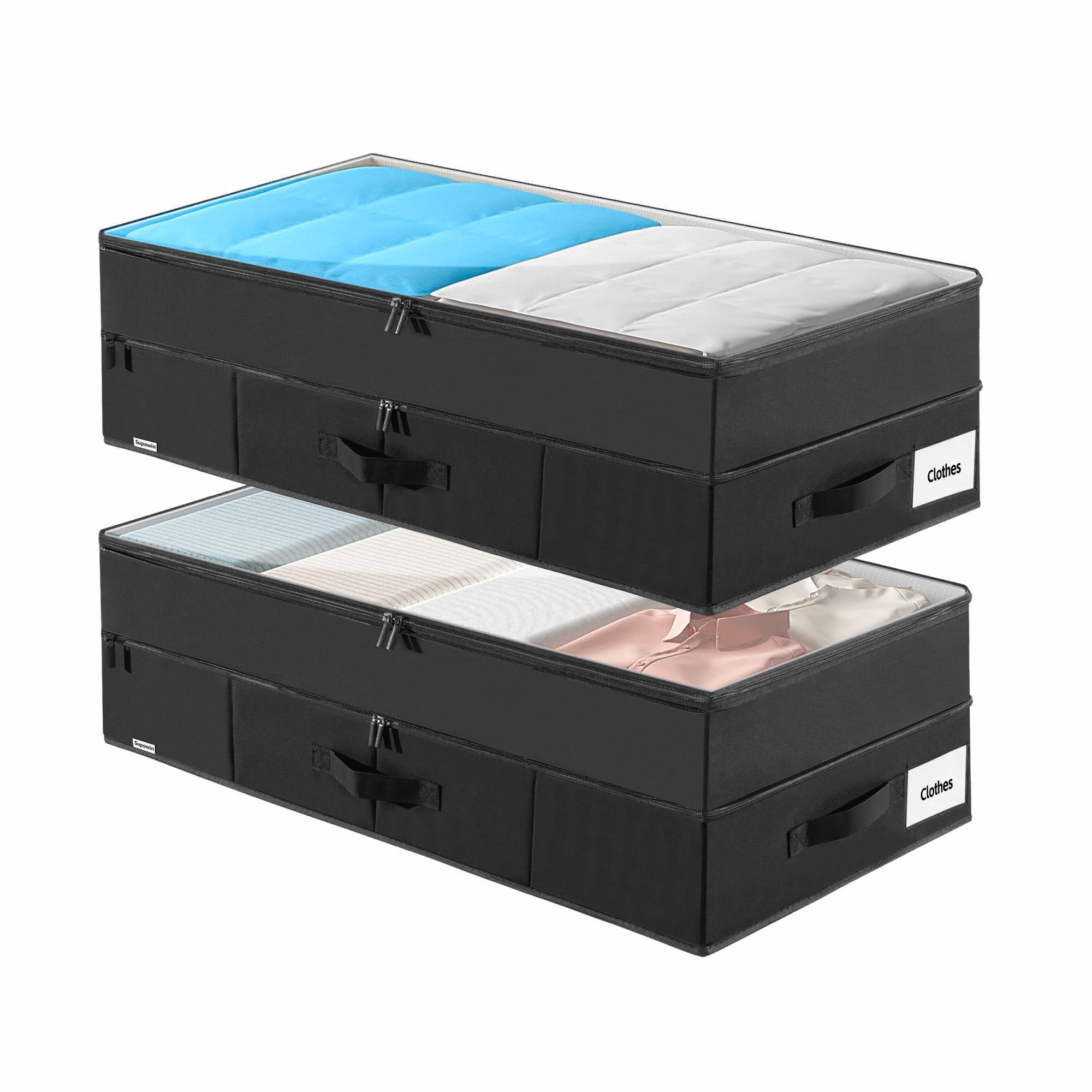 Latitude Run® Large Under Bed Storage Containers,Double Layer Underbed ...