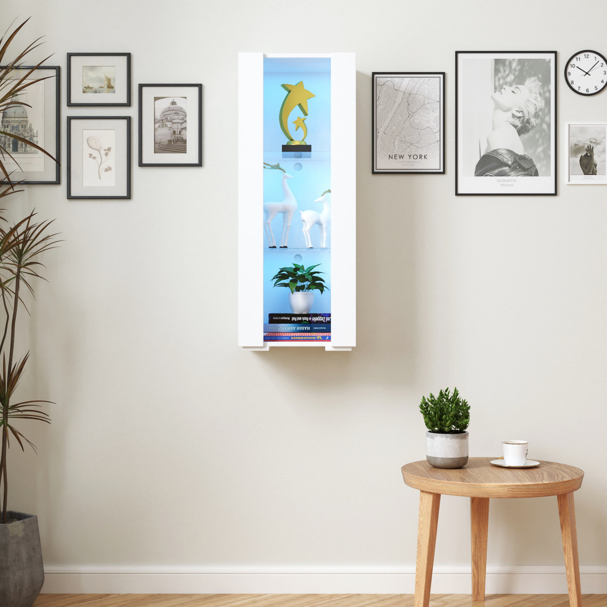 Wrought Studio™ Storage Cabinets With Aluminum Strip Lamp,With Glass ...