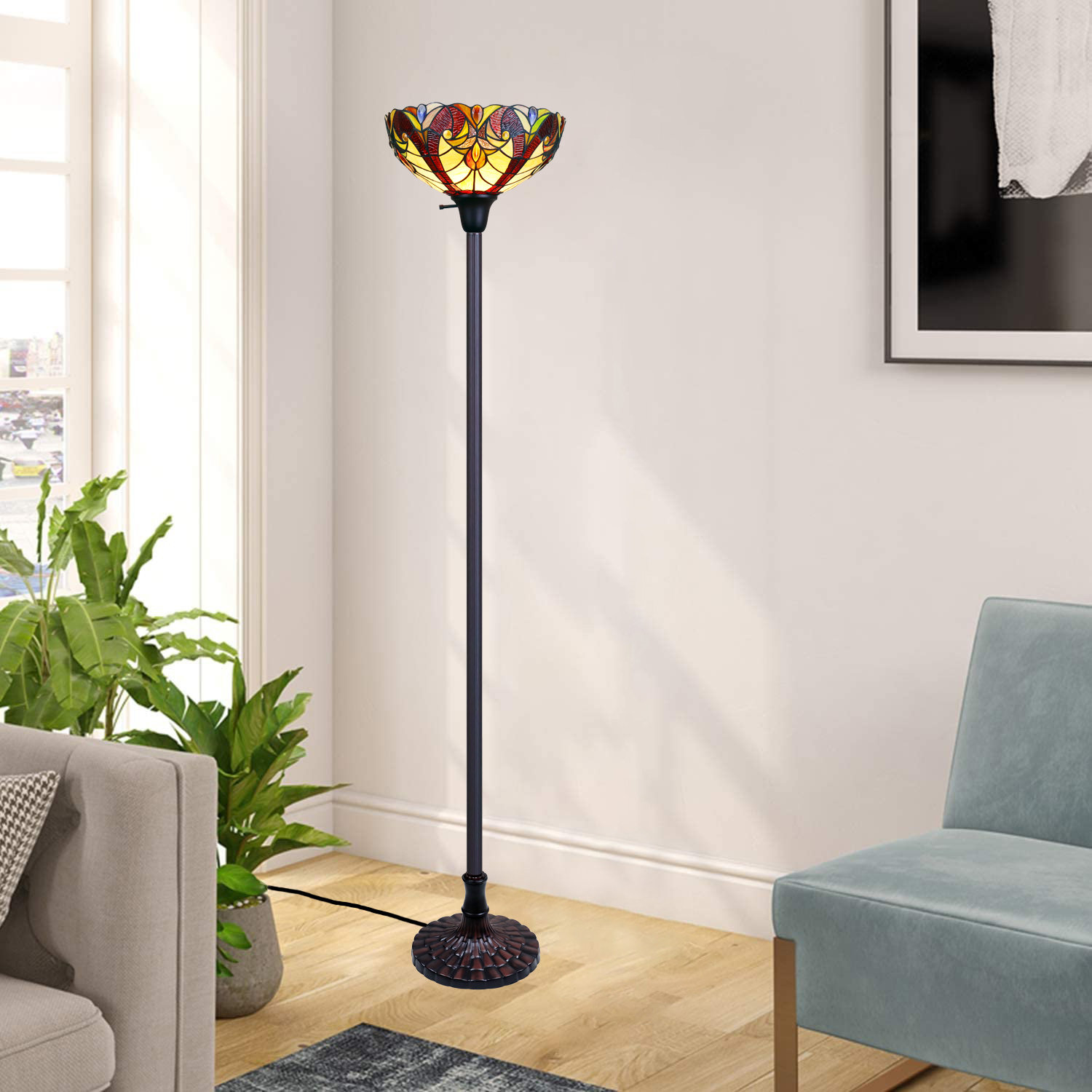 World Menagerie Farnam 69.5'' Black Torchiere Floor Lamp - Wayfair Canada