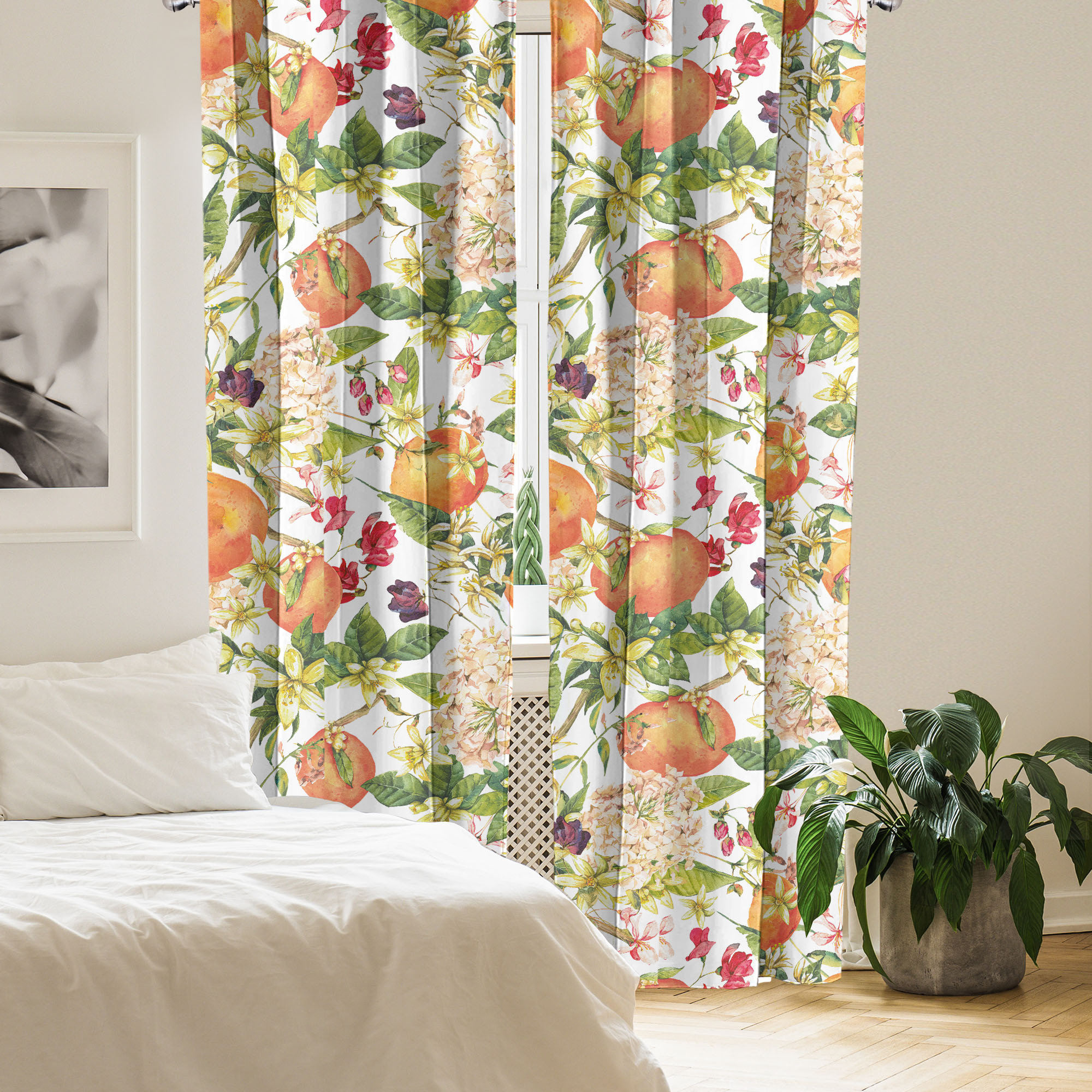 East Urban Home Citrus Curtains Jungle Scene Leafy Twigs Art Pair of ...