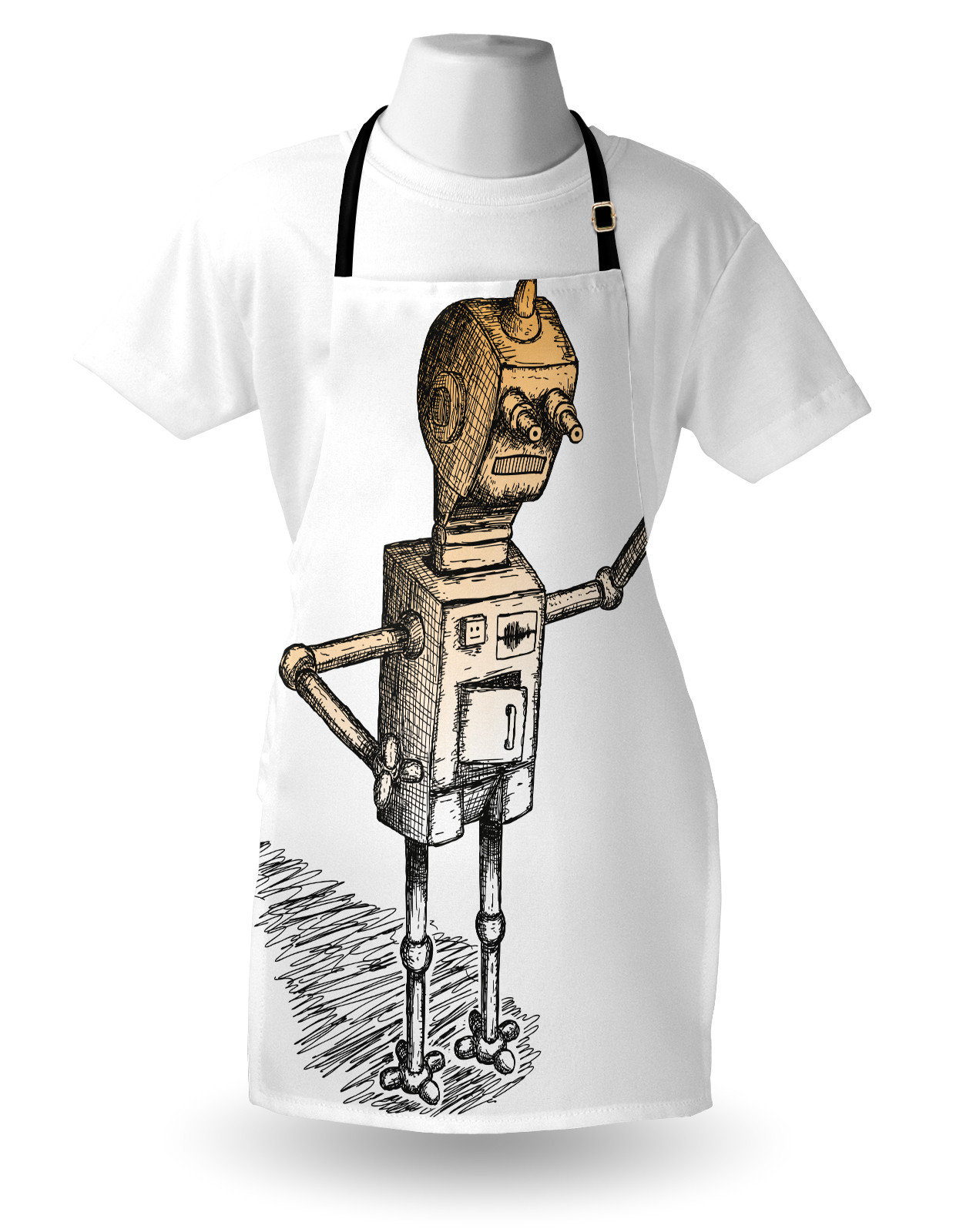 East Urban Home Humor Apron Unisex, Sketchy Futuristic Robot, Adult ...