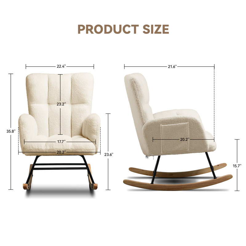 George Oliver Nursery Rocking Chair, Teddy Upholstered Glider Rocking ...