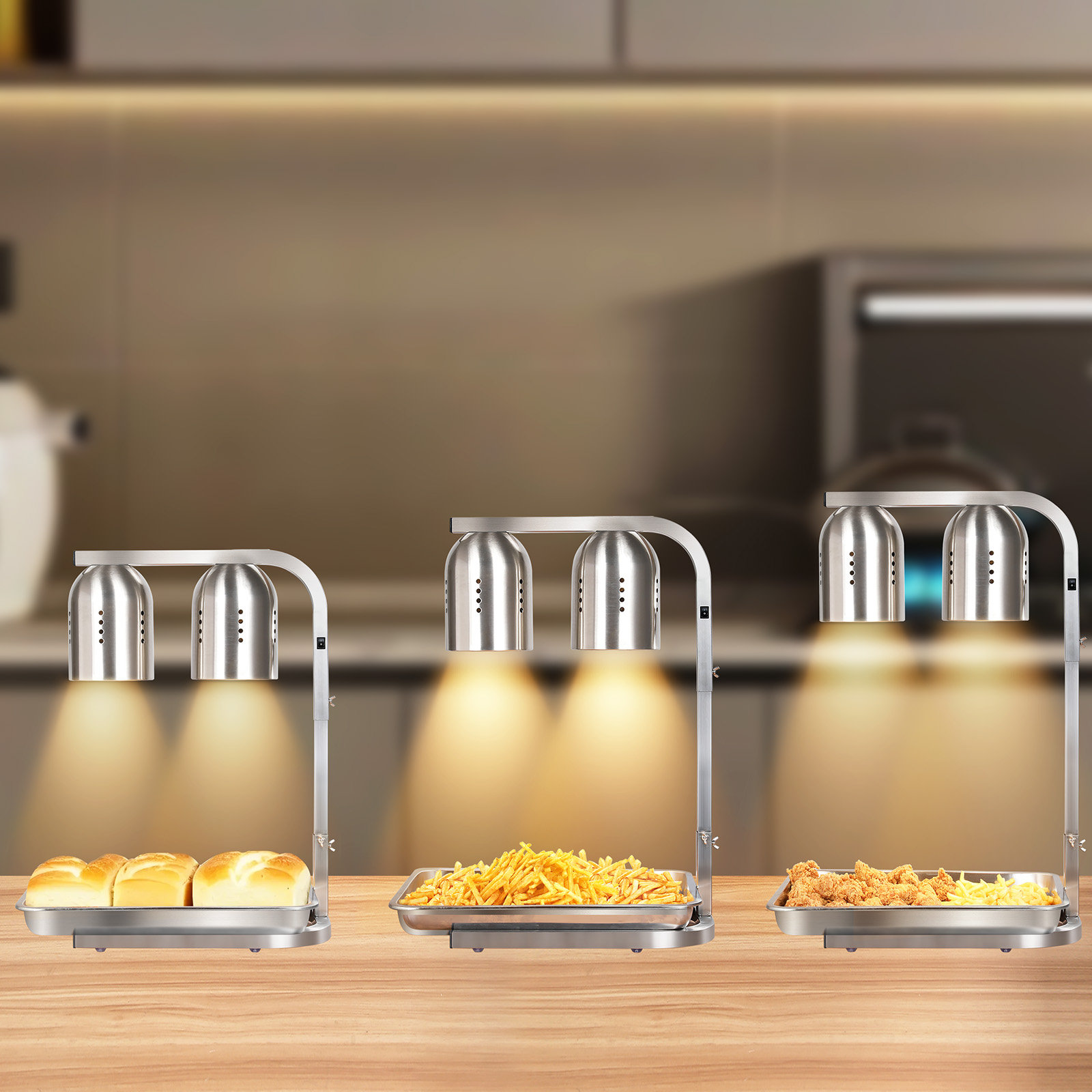 Prep & Savour Commercial Food Heat Lamp with 500W Bulbs for Food ...