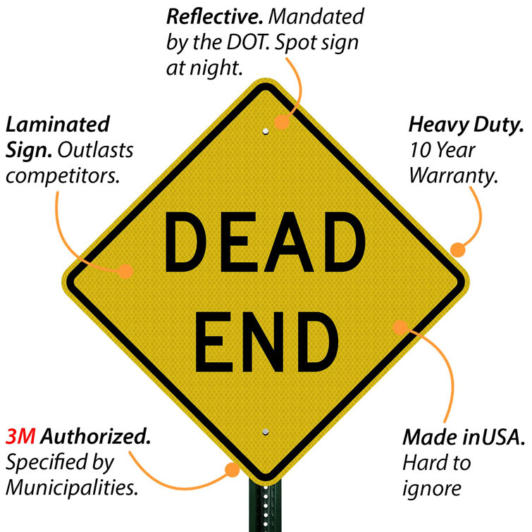 SmartSign Dead End 24" Diamond Mutcd-Compliant High-Intensity Grade ...