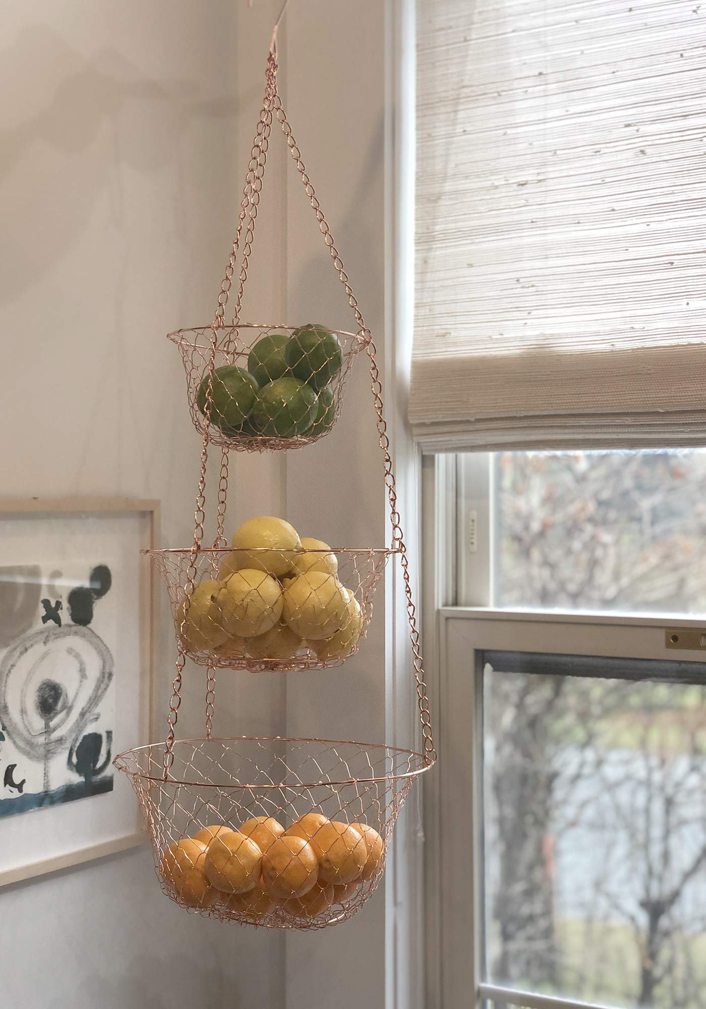 Mint Pantry® 3-Tier Copper Kitchen Hanging Fruit Baskets, 32 Inches ...