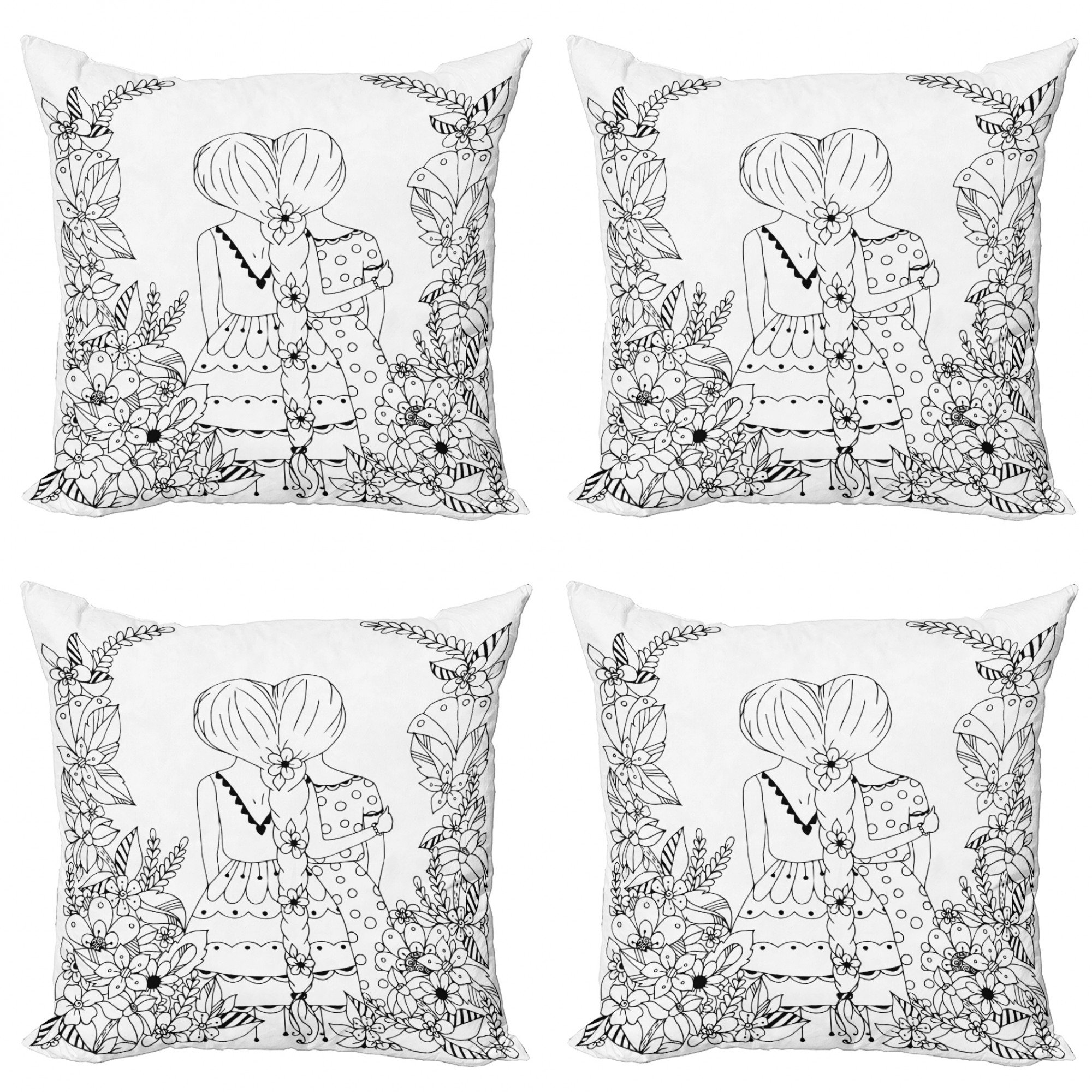 Ambesonne Hipster Decorative Throw Pillow Case Pack Of 4, Girlfriends ...