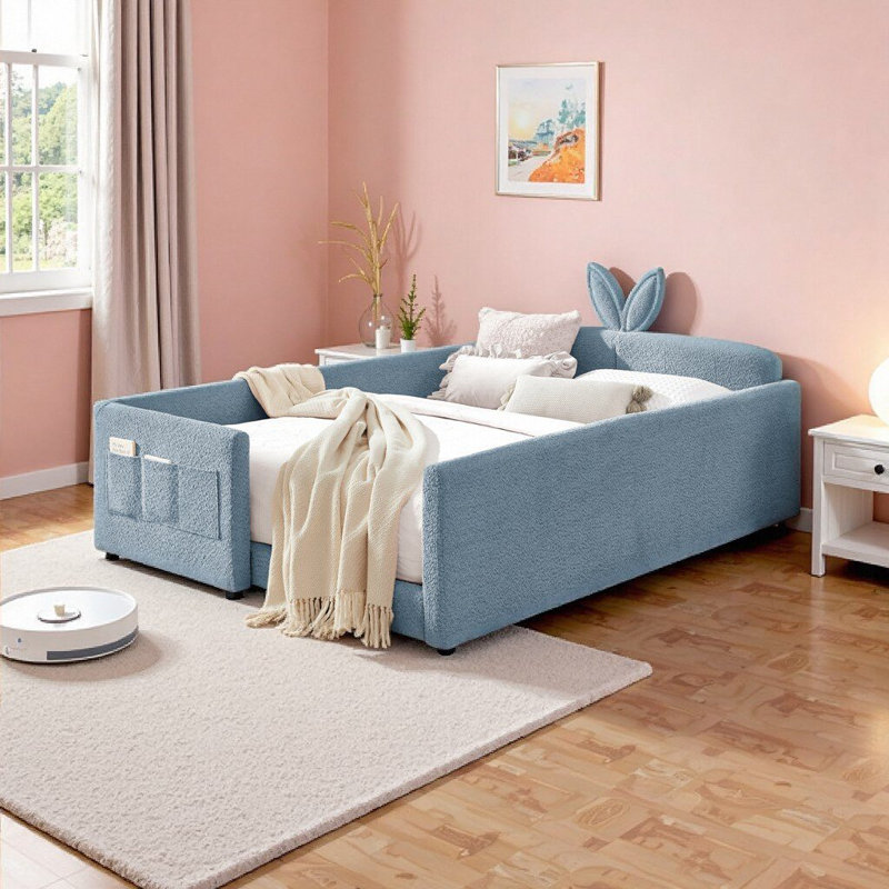 Latitude Run® Full Size Upholstered Bed Frame with Rabbit Ear Headboard ...