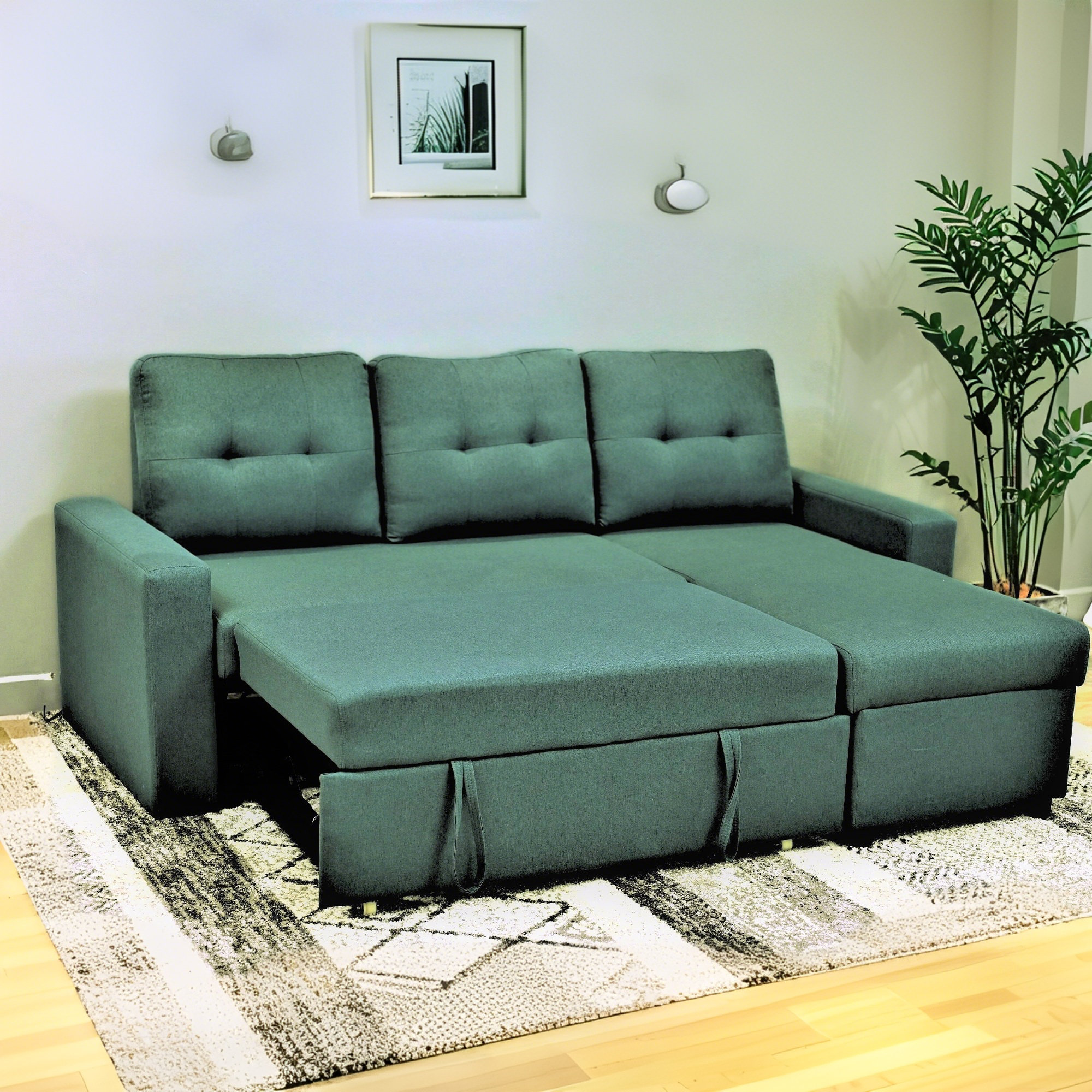 stambord Convertible L-Shaped Sectional Sleeper Sofa Bed, Pull Out ...